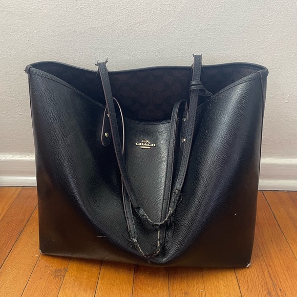 Coach | Bags | Coach Black Leather Tote | Poshmark